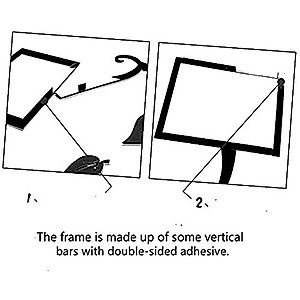 3D Black Trunk Leaves Wall Stickers Happy Family Tree Decal DIY Decor Sticker with Four DIY Vertical Bars Photo Frames (Black, M)