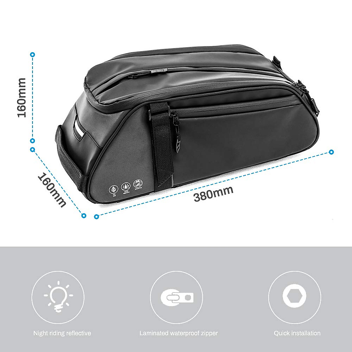 Number-one Bicycle Rear Rack Bag, 8L Multifunctional Waterproof Bike Rack Seat Bag Bike Saddle Bag Outdoor Bicycle Pannier Trunk Shoulder Handbag Bag (Black)