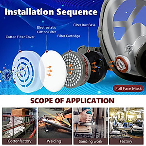 GZYZAMZ Anti-fog Full Face Respirator Gas Mask - with PA1 Activated Carbon Filters, Nuclear Gas Mask, Protection for in Organic Gas, Paint Spary, Chemical, Woodworking and other Work Protection