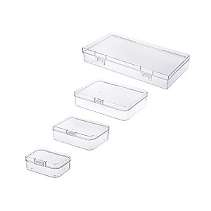 Goodma 36 Pieces Mixed Sizes Rectangular Empty Mini Plastic Organizer Storage Box Containers with Hinged Lids for Small Items and Other Craft Projects (Transparent)