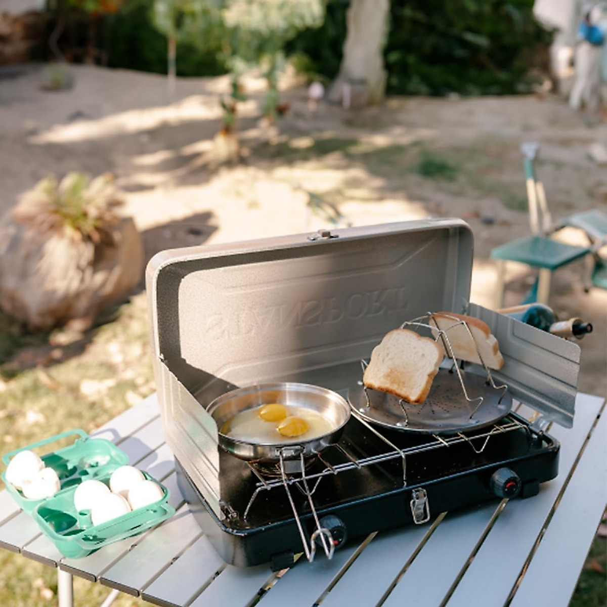 Folding Camp Stove Toaster Stainless Steel Camping Toaster Rack Holder 4 Slice Toaster Tray Cooking Breakfast 4 Toast Bread Toaster Holder Rack for BBQ Party Outdoor Hiking Camping Fishing Picnic