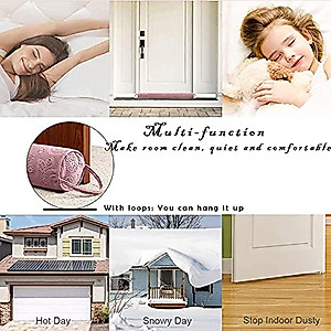 Weighted Door Draft Stopper 36 Inch, Pink Door Draft Noise Sound Blocker Snake Door Sweep with Loop and Weather Stripping Removable, Heavy Duty Draft Guard Windproof for Doors Windows