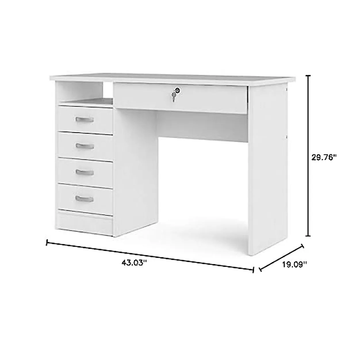 Tvilum Walden Desk with 5 Drawers, White