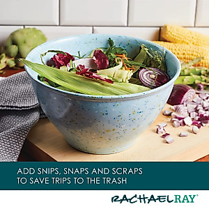 Rachael Ray Accessories Kitchen Pantryware Multi Purpose/Salad Serveware/Melamine Garbage Bowl, Agave Blue,1 gallon