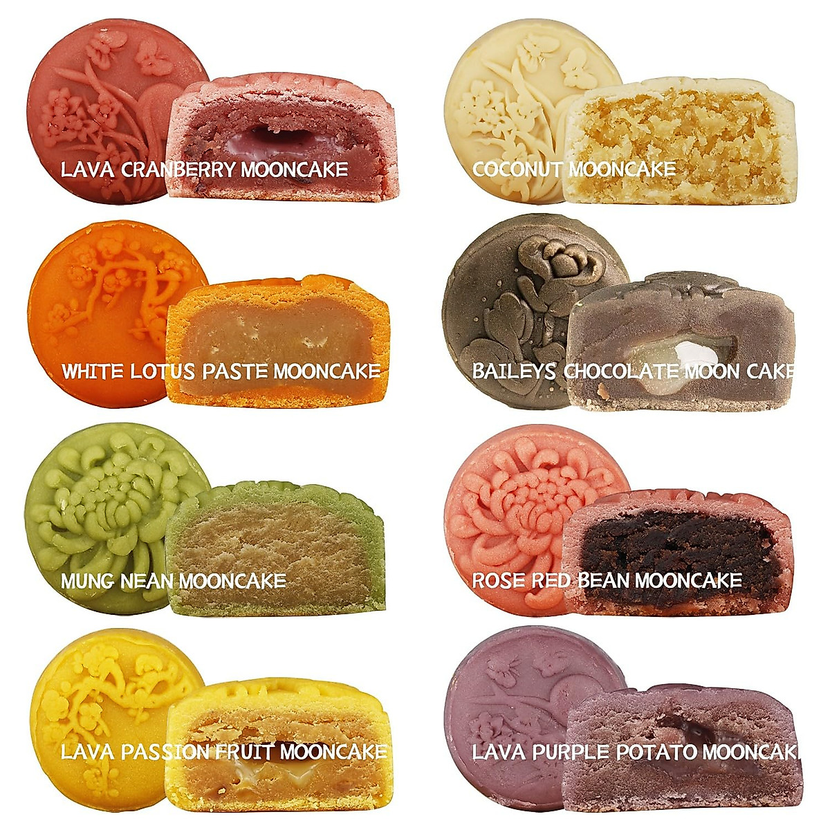ONETANG Assorted Lava Mooncakes, 流心月饼, 8种口味, Mid-Autumn Festival Mix Lave Cakes, 2023 Freshly Baked, Mid-Autumn Festival, Family Gifts, Hui Jia 回家, 14.1oz (400 g)