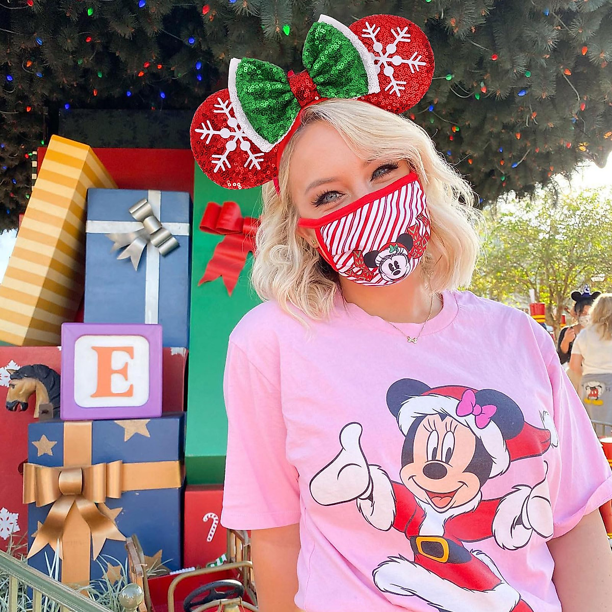 UNSPAZ Glitter Mouse Ears Headband - Christmas Party Accessory for Adults, Kids, and Women