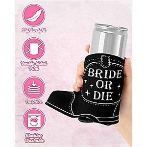 CiyvoLyeen Cowgirl Boots Can Coolers, 12PCS Bachelorette Party Can Sleeves Neoprene Insulator Drink Glasses Cup Holders for Disco Western Cowboy Women Girl Gifts Let's Go Girls Bride or Die Supplies