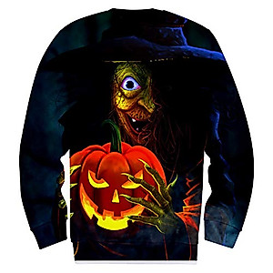 Women's Sweatshirt Thenlian Mens Casual Scary Halloween Lover 3D Print Party Long Sleeve Top Blouse(XXXL, Black)