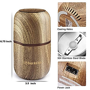 COOL KNIGHT Herb Grinder Electric Spice Grinder [Large Capacity/High Rotating Speed /Electric]--Electric Grinder for Spices and Herbs (Wood grain 2)