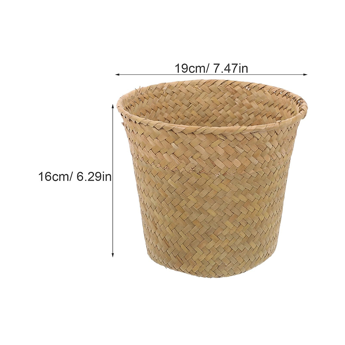 DEARMAMY Seagrass Waste Basket Woven Trash Can Small Round Natural Wastebasket Garbage Bin Recycling Bin Plant Pot Holder for Farmhouse Home Kitchen Bathroom