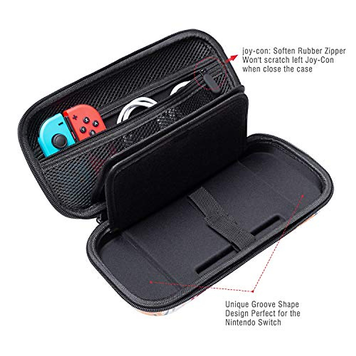 Lokigo Carrying Case for Nintendo Switch/Switch OLED Model (2021), Portable Travel Girls Carry Case Protective Hard Shell with 16 Games Card Cartridges for Switch Console & Accessories, Cute Cats