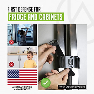 Urban August Child-Proof Refrigerator Lock with Combination - Original French Door Fridge Strap Lock for Kids, & Toddlers - Secure, Adjustable, & Easy Installation Cabinet Safety Locks - Pack of 2