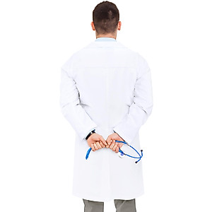 NY Threads Professional Lab Coat for Men Long Sleeve Poly Cotton Medical Coat 1 Pack, Large, White