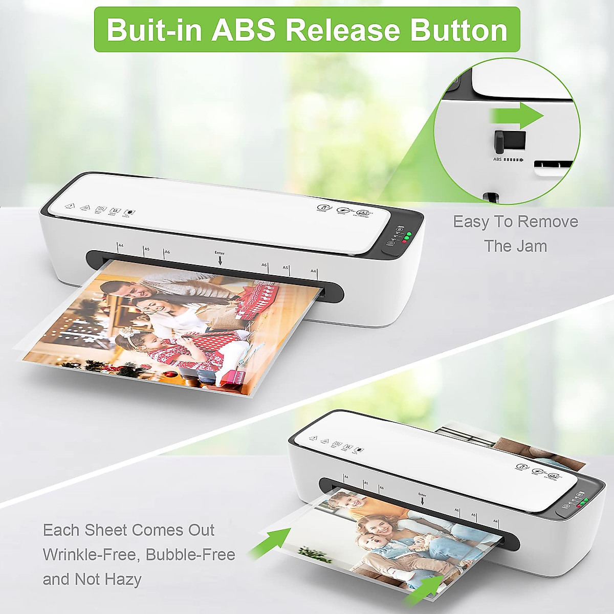 Laminator Machine with Laminating Sheets A4 Portable Thermal Lamination 9-Inch Laminate for Personal Office School Home Use, 6 in 1 Laminater Quick Warm Up Never Jam