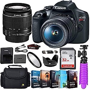 Canon EOS Rebel T7 DSLR Camera Bundle with Canon EF-S 18-55mm f/3.5-5.6 is II Lens + Gadget Case + 32GB Sandisk Memory Card + Accessory Kit (13 Items) (Renewed)