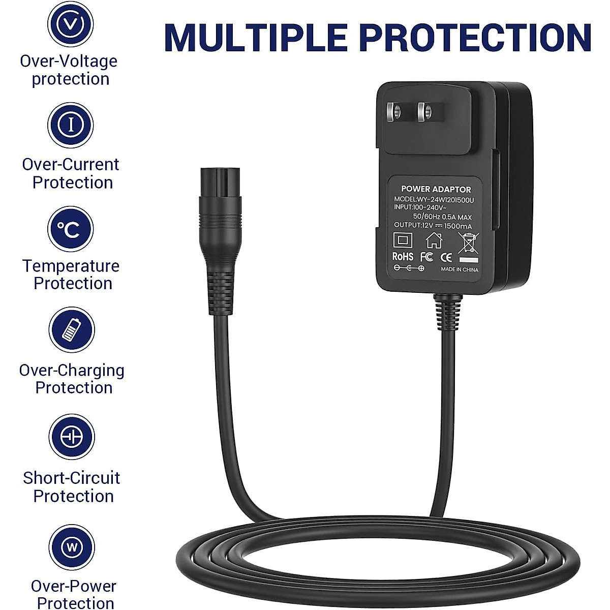 24 Volt 3-Prong for Razor Electric Scooter Charger, E100, E300, E200, E175, E300s, Rider 360, MX400, MX350, Dirt Quad, ZR350, PR200, Pocket Mod, Sports Mod, Go Kart, Replace for Part# W13112099014