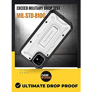 CaseBorne ArmadilloTek V Compatible with iPhone 14 / iPhone 13 Case - [Up to 21 Feet Drop Proof] - Military Grade Full Body Heavy Duty with Built-in Screen Protector and Kickstand - White