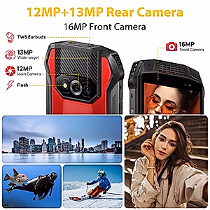 Ulefone Armor 15 Rugged Smartphone, Built in TWS Earbuds, 6600mAh Big Battey, IP68/IP69K Waterproof Phones Unlocked, 11GB+128GB, 12MP+13MP+16MP, 5.45-in HD+, Android 12, Dual Speakers, Face ID, Blue
