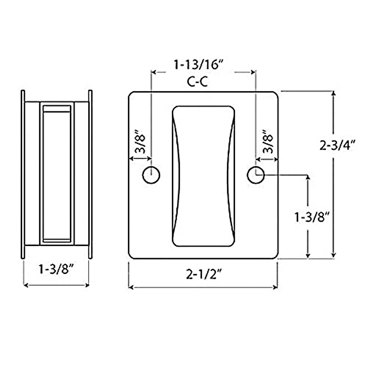 HOMOTEK Privacy Pocket Door Pull Without Switch Plate - Replace Old Or Damaged Passage Sliding Door Pull No Lock Quickly and Easily, 2-3/4”x2-1/2”, for 1-3/8” Thickness Door, Brushed Nickel