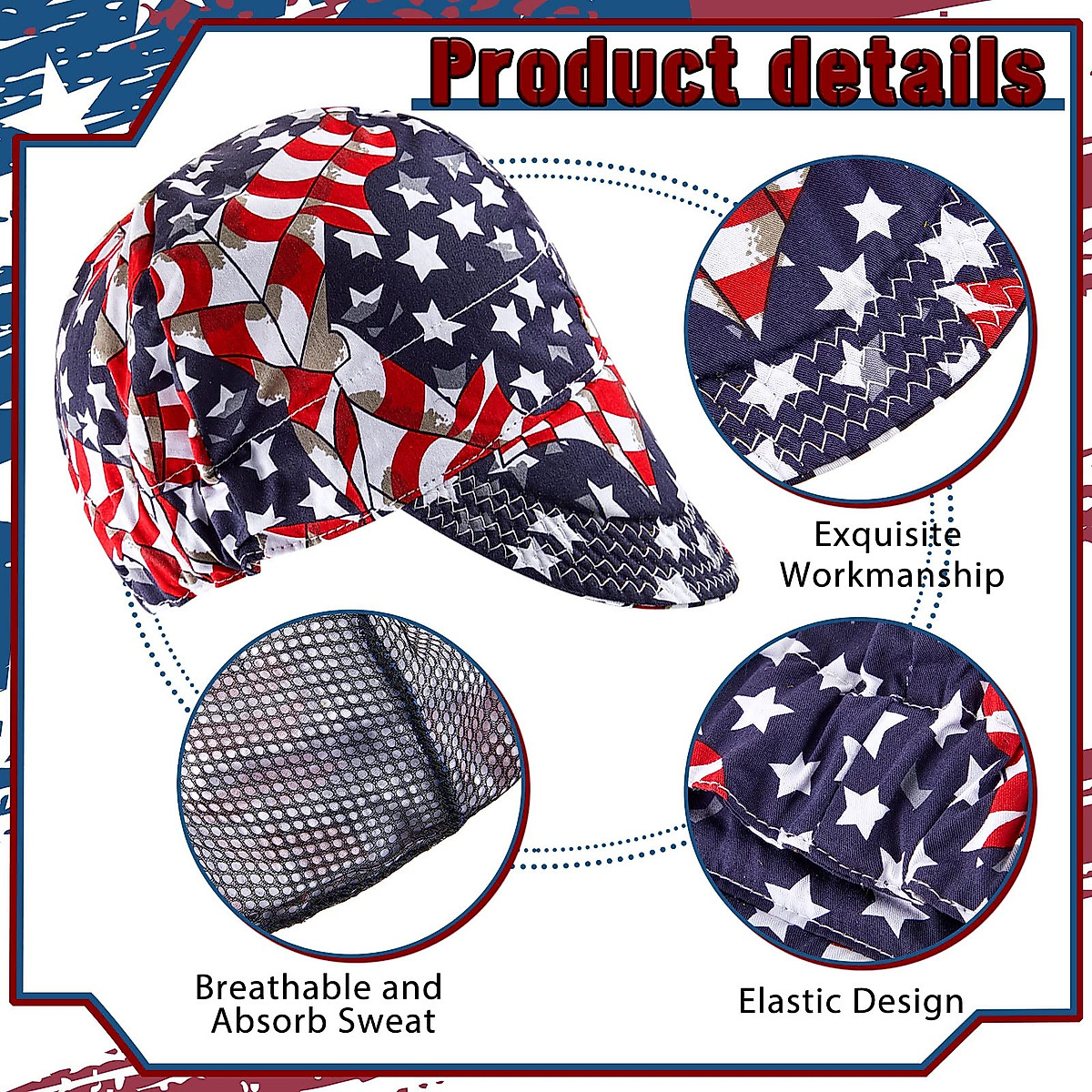 4 Pcs Welding Cap Flame Resistant Cotton Welding Hat for Men Women's Welders Caps Sweat Absorption Mesh Hat Liner for Welder Electrician Gas Station, Matched with Most Welding Helmet