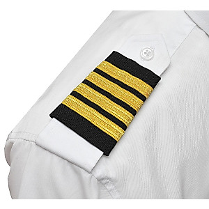 Aero Phoenix Professional Pilot Uniform Epaulets - Four Bars - Captain - Gold Metallic on Dark Navy