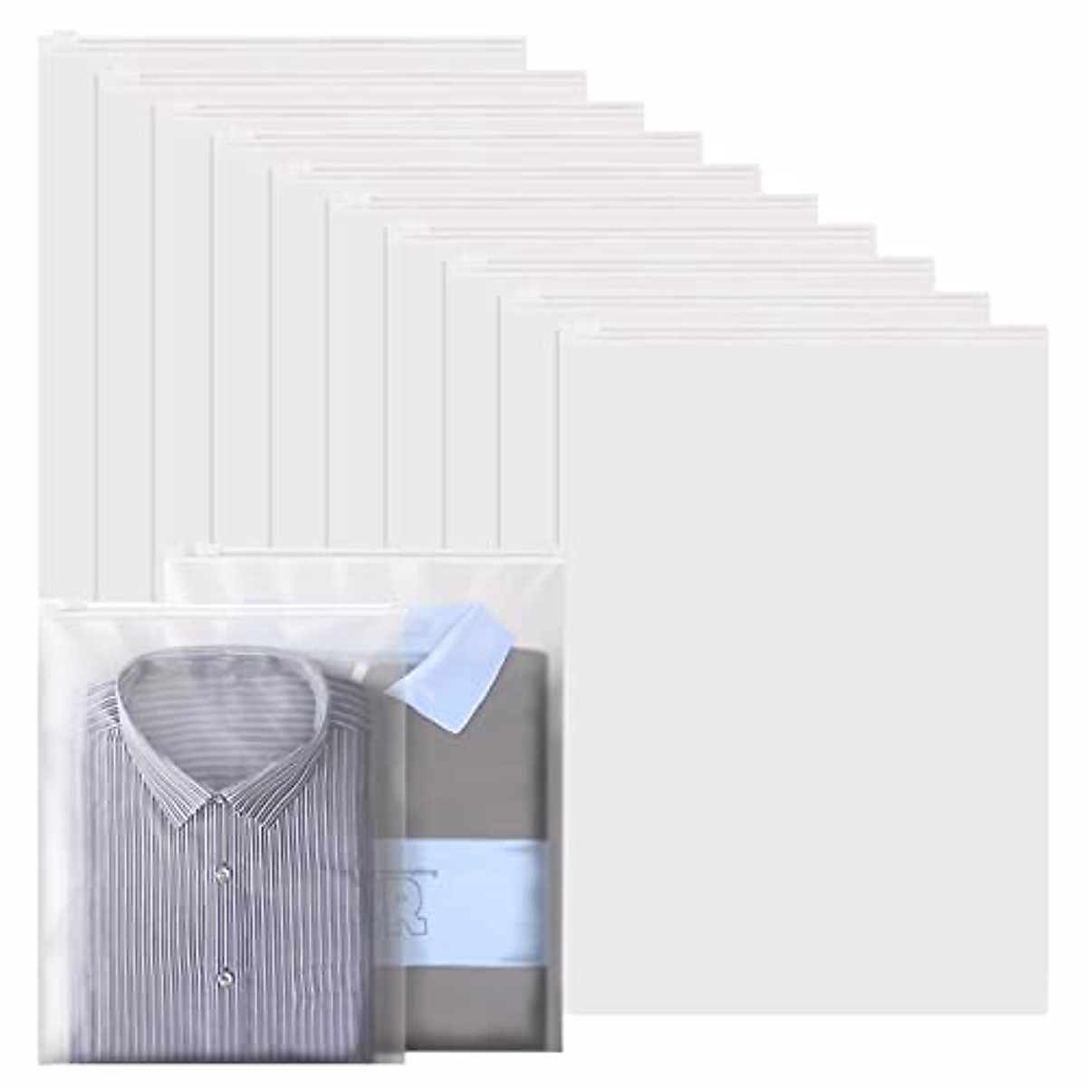 Hotyin 20pcs Travel Storage Bags, Plastic Packaging Bags with Vent 25*35cm, Frosted Zip-lock Poly Bags Space Saver for Clothes, Shoes, Cosmetics, Packaging Products