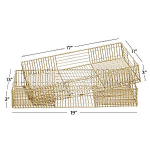 CosmoLiving by Cosmopolitan Metal Wire Tray, Set of 2 17", 19"W, Gold
