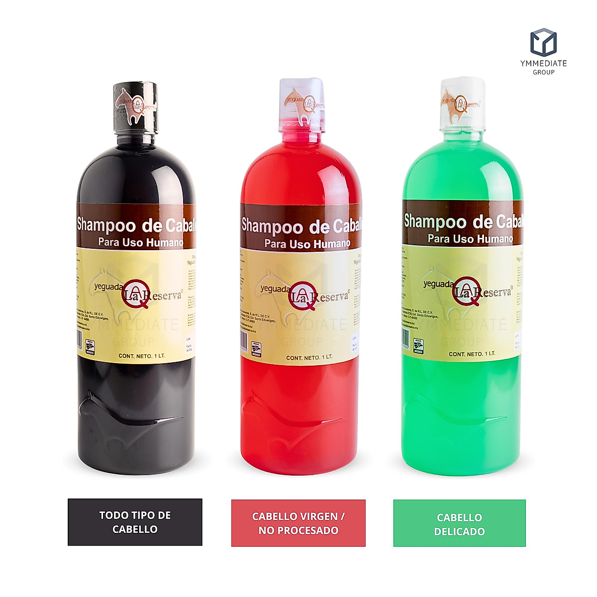 Yeguada La Reserva Shampoo de Caballo Negro (1 liter Bottle) For Strong, Healthy And Beautiful Hair (For Dark to Black Colored Hair)