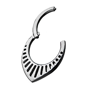 16G Rounded Teardrop Cut-Out Stainless Steel Hinged Segment Ring for Septum, Lip, Eyebrow, and Ear Piercings