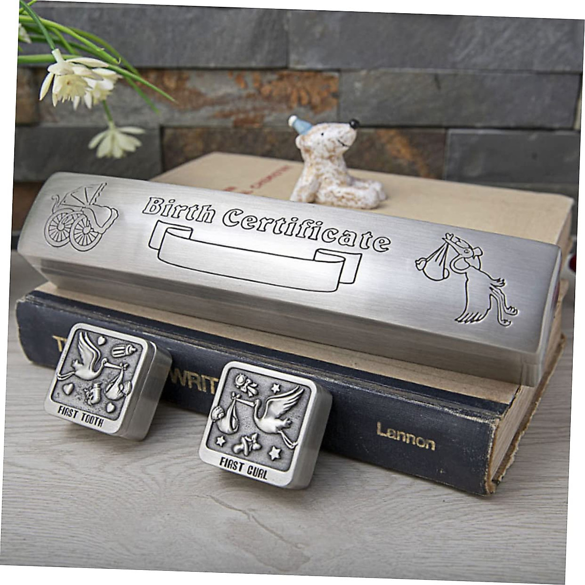 Kisangel 1 Set Box Fetal Hair Container Kickstand First Keepsakes Boxes Retro Keepsake Tin Tooth Holder Teeth Fairy Containter Fetal Hair Case Child Metal Zinc Alloy