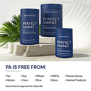 BodyHealth PerfectAmino (150 ct) Easy to Swallow Tablets, Essential Amino Acids Supplement with BCAAs, Vegan Protein for Pre/Post Workout & Muscle Recovery with Lysine, Tryptophan, Leucine, Methionine