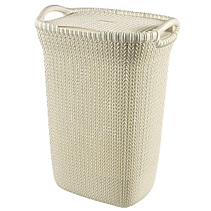 CURVER Strickoptik 57 Liter Clothes Box Knit Rectangular White, 57L Hamper