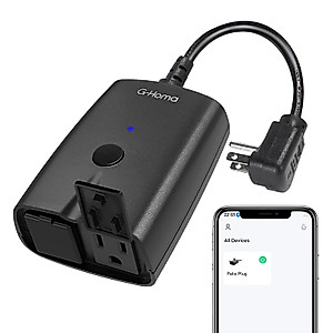 G-Homa Outdoor Smart Plug Waterproof, Wi-Fi 15A Plugs with 2 Sockets, Smart Outlet Work with Alexa and Google Home, No Hub Required, FCC&CSA Certified, 2.4GHz WiFi Only