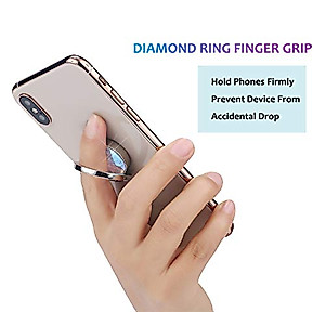 lenoup Glitter Bling Bling Phone Ring Holder,Sparkle Phone Ring Grip Artificial Diamond Stand,Rhinestone Cell Finger Ring for Phones,Pad(Silver)