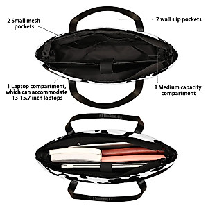 Large Tote for Women's Travel, Beach, Shoulder Bag with Zipper - 15.6'' Laptop Bag - Lightweight Tote Handbag in Cow Pattern