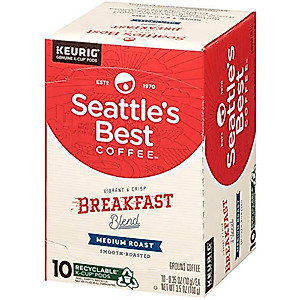 Seattle’s Best Coffee K-Cup Pods, Breakfast Blend, Medium Roast Smooth-Roasted Ground Coffee, 10 CT K- Cups/Box (Pack of 1 Box)