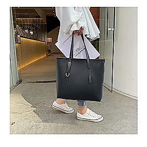 WPYYI Leather Bucket Composite Bags for Women Large Capacity Shoulder Bags Casual Tote (Color : Black, Size : 36x30cm)