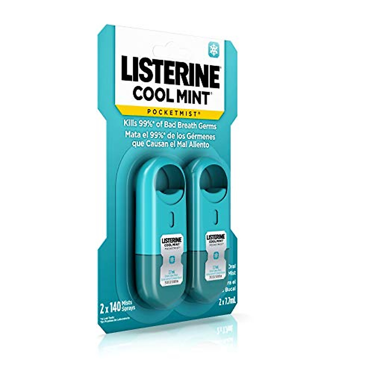 Listerine Pocketmist Cool Mint Oral Care Mist to Get Rid Of Bad Breath, 0.26 Fl Oz (Pack of 2)