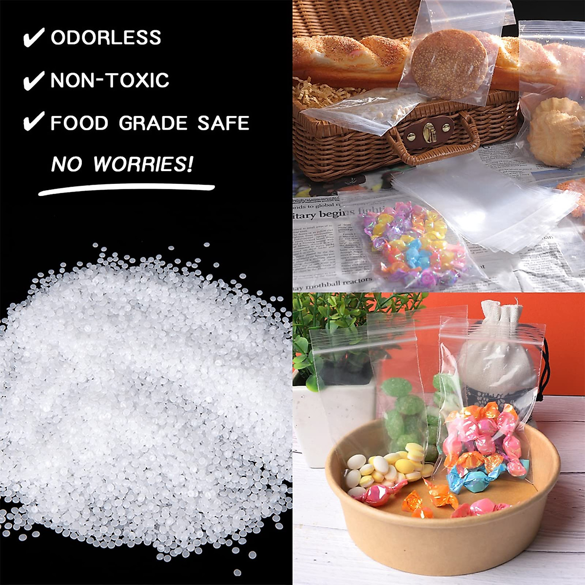 1000pcs 2"x 2" Clear Small Plastic Bags - Transparent Reusable Baggies for Jewelry, Coins, Candy - JINYONBAG Little Plastic Bags