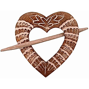 Earthly Home Wooden Curtain Tieback Set of 2 Heart Shaped Vintage Rustic Drapery Holdback Traditional Window Decorative Holder