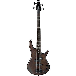 Ibanez 4 String Bass Guitar, Right, Walnut Flat (GSRM20BWNF) and Ernie Ball Polypro Guitar Strap, Black (P04037)