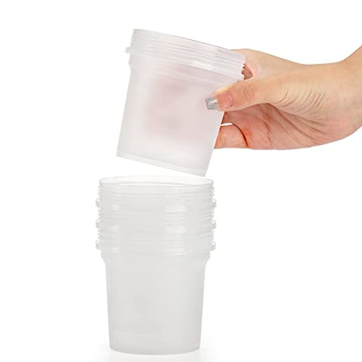 Peohud 20 Pack Ice Cream Containers, 10 Oz Plastic Freezer Food Storage Jars with Screw Lids, Leak Proof Takeout Container for Jam, Reusable Pudding Cups for Fruit, Dessert, Sundaes, Soup, BPA Free