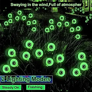 etoper Halloween Decoration Outdoor Solar Eyeball Lights,2 Packs 20 LED Green Eyeball Swaying Solar Landscape Pathway Stake Light,Path Lights for Garden Yard