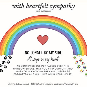 Catrageous Pet Memorial Blanket - Over The Rainbow Bridge Bereavement Gift for Dog or Cat Loss - with Comforting Heartfelt Sentiment and Colorful Pawprints