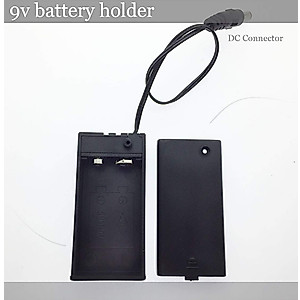 Texsbowe 9v DC Plug Battery Holder Switch Cover with Connector 2.1x 5.5mm, 4-Pack