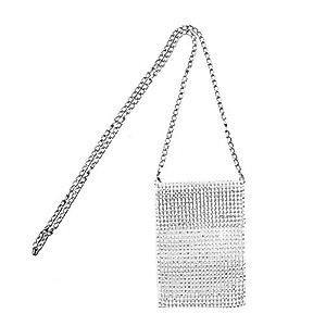 AIBEARTY Women Girls Sparkly Rhinestone Cell Phone Purse Mini Crossbody Bag Evening Clutch Shoulder Bag with Metal Chain