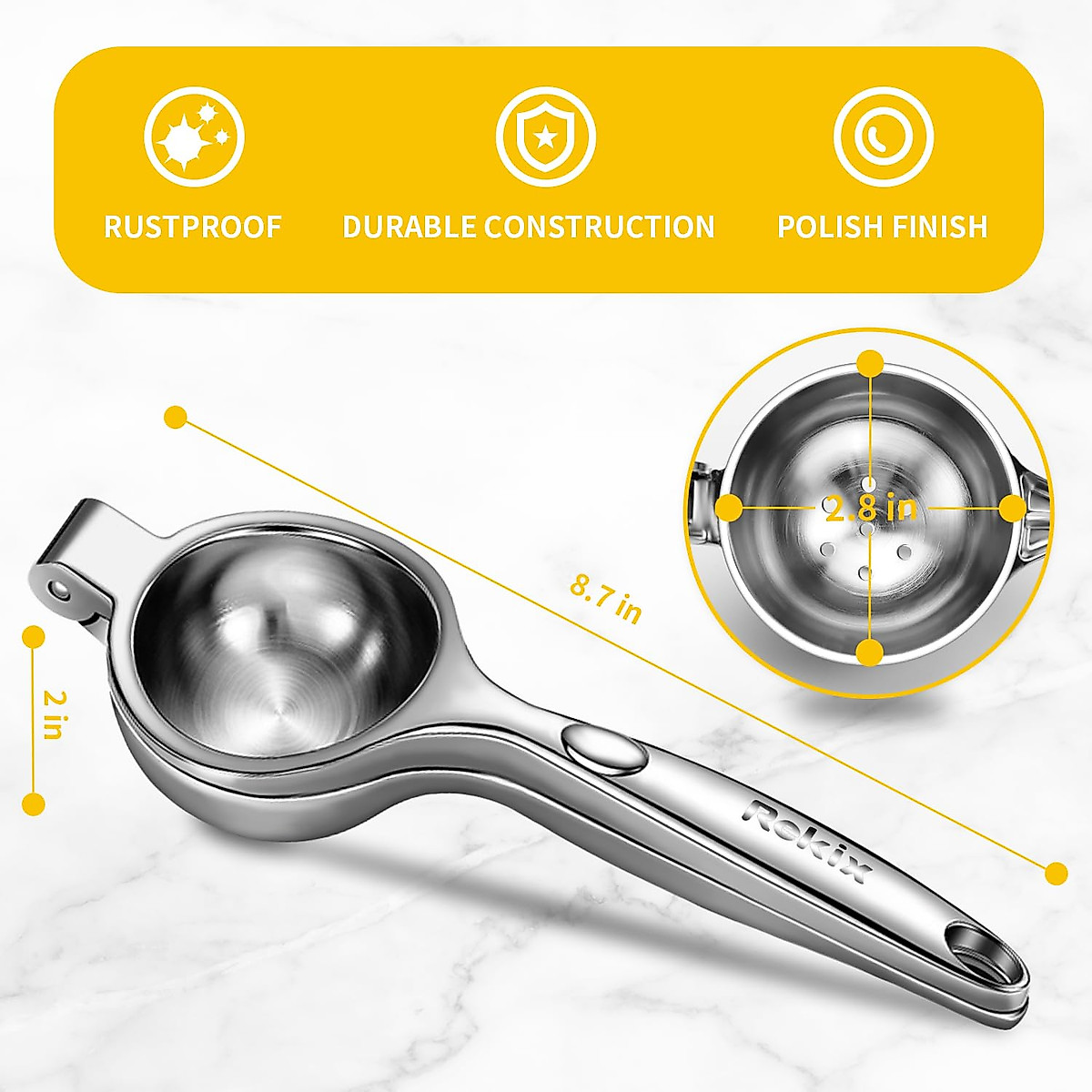 Rekix Lemon Squeezer, Heavy Duty Lemon Juicer, Lime Squeezer, Manual Citrus Press, Orange Juicer Handheld, Hand Press Fruit Juicer, Exprimidor De Limones