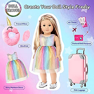 GIFTINBOX 29PCS 18 Inch Girl Doll Clothes and Accessories-Travel Play Set for Dolls, Doll Stuff with Clothes, Luggage, Swimsuit, Wallet cashes... Gifts for Girls Birthday, Christmas