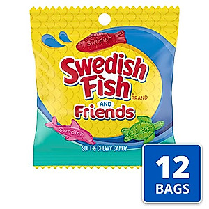 SWEDISH FISH and Friends Soft & Chewy Candy, 12-3.59 oz Bags
