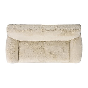 Jennifer Taylor Home Summit 83" Faux Sheepskin Overstuffed Living Room Sofa Couch, Cream Beige